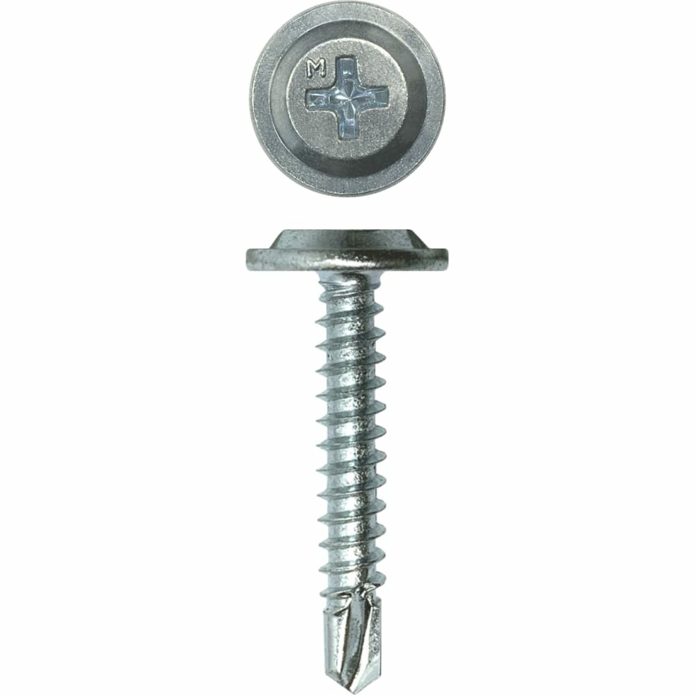 Саморез Daxmer с прессшайбой ПШС 4,2x25 сверло цинк усиленный 2x25 оцинкованная полусферная головка для материалов