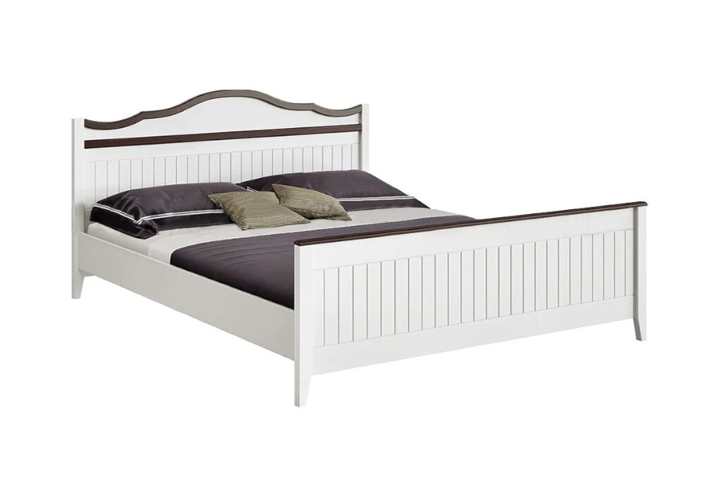 Кровать двуспальная Нонтон Вояж, 160*200 см, белый матовый / венге