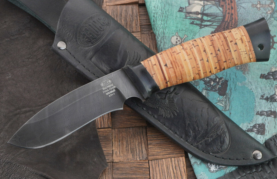 Нож ззосс Н31-1, дамаск У10А/7ХНМ, рукоять текстолит/береста