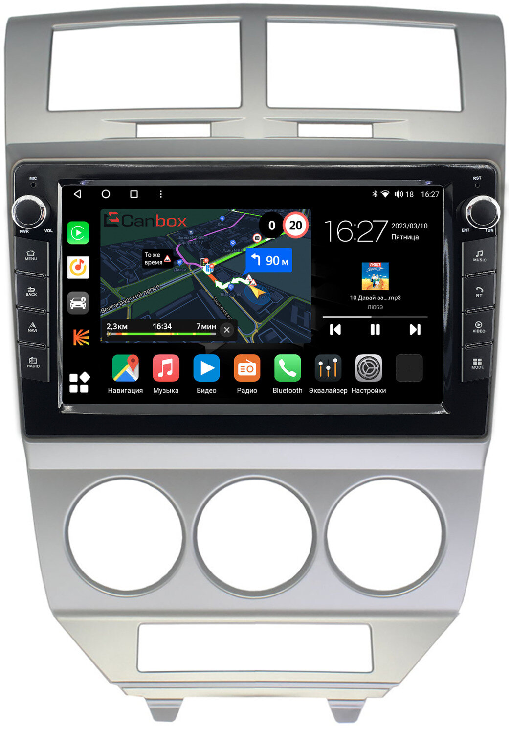 Штатная магнитола Dodge Caliber 2006-2009 Canbox M-Line 7825-10-721 на Android 10 (4G-SIM, 2/32, DSP, QLed) С крутилками