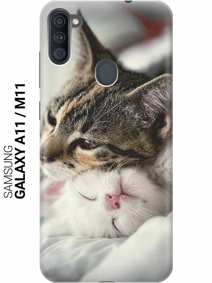 Силиконовый чехол на Samsung Galaxy A11, M11, Самсунг А11, М11 с принтом "Милые котики"