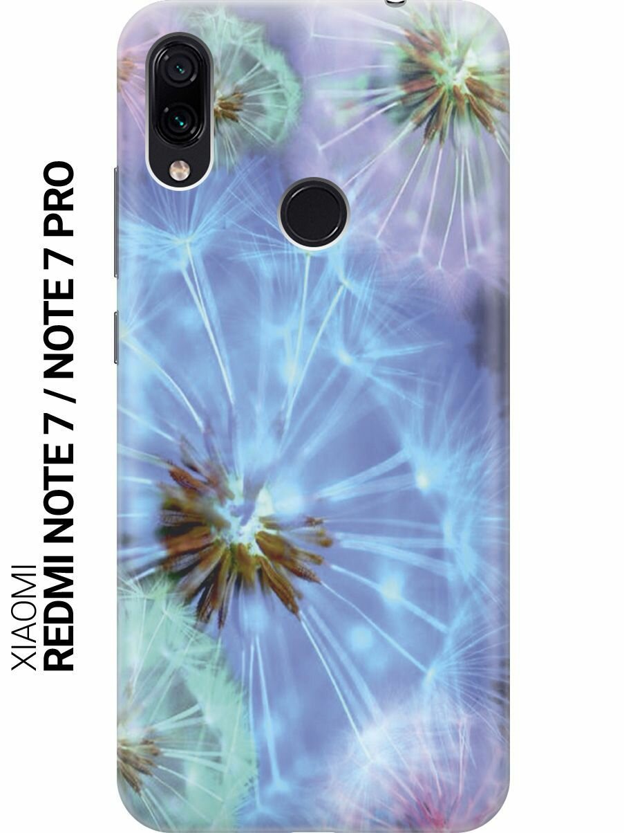 Силиконовый чехол на Xiaomi Redmi Note 7, Note 7 Pro, Сяоми Редми Ноут 7, Ноут 7 Про с принтом "Макро одуванчики"