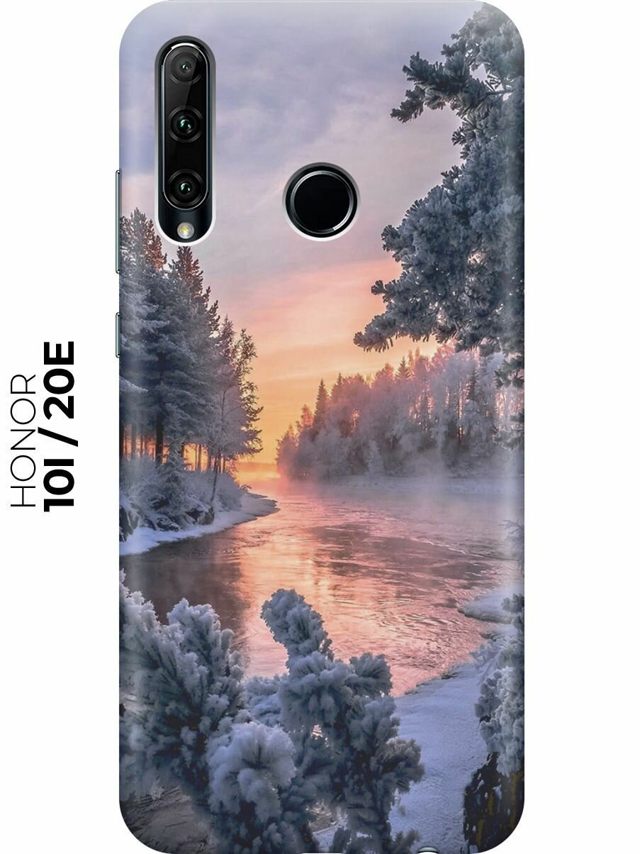 Силиконовый чехол Река в заснеженном лесу на Honor 10i / 20e / Хонор 10 ай / 20е