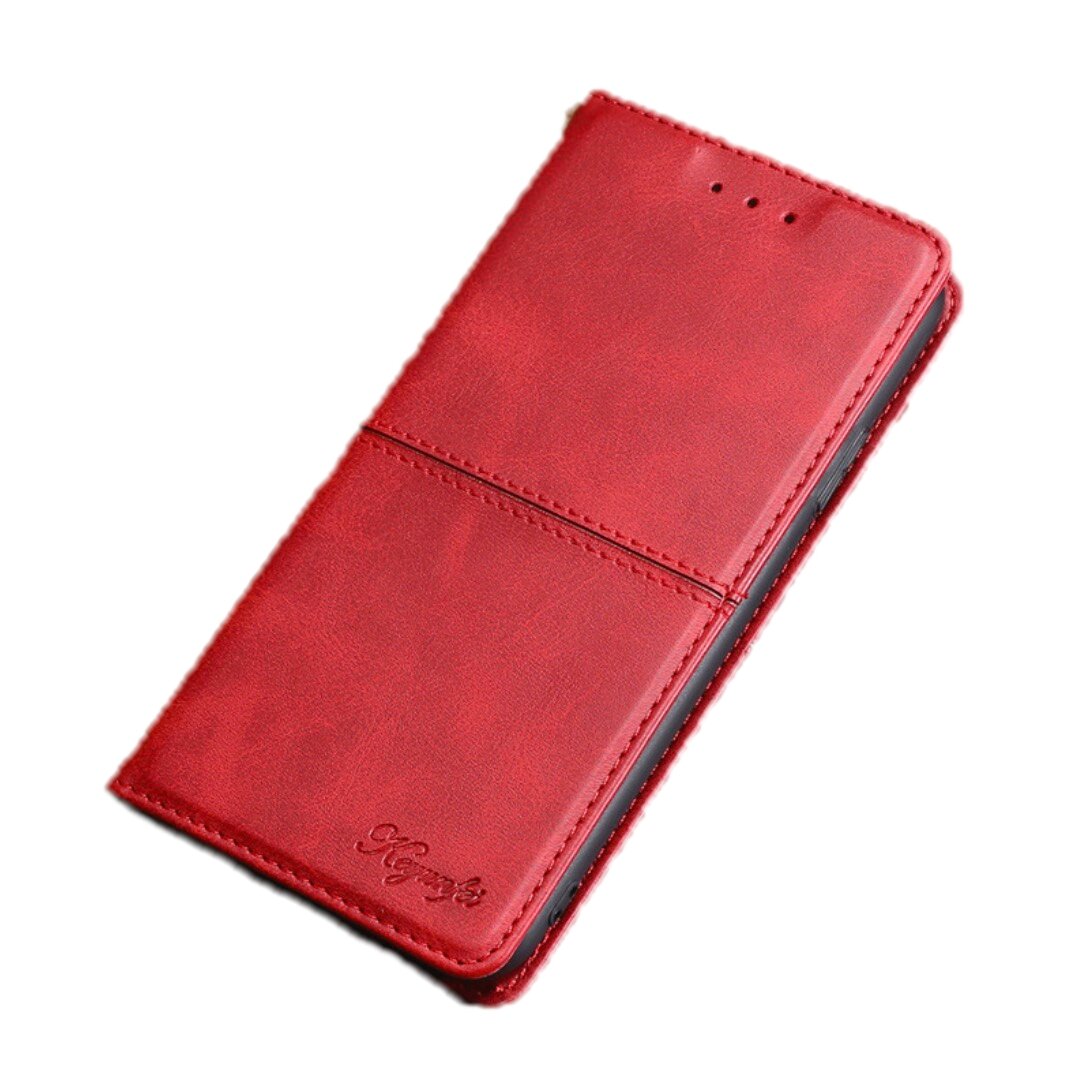Чехол-книжка MyPads Cuciture Eleganti для OPPO F17 Pro / OPPO Reno 4 Lite / OPPO A93 из эко-кожи прошитый прострочкой красный с магнитной крышкой