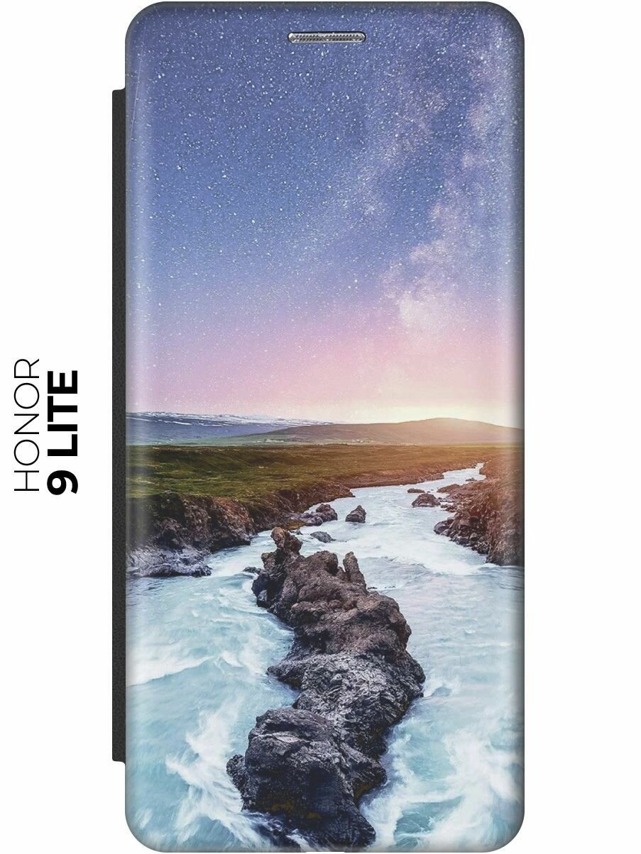 Чехол-книжка Река и звезды на Honor 9 Lite / Хонор 9 Лайт черный