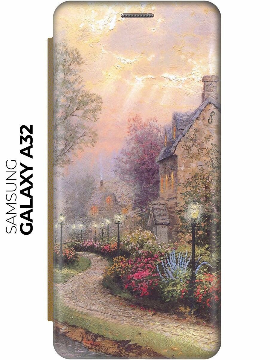 Чехол-книжка Сиреневый вечер на Samsung Galaxy A32 / Самсунг А32 золотой