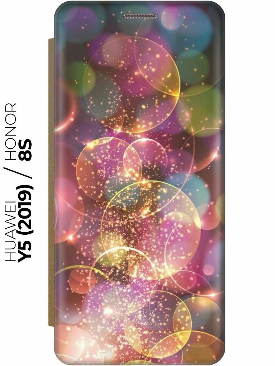Чехол-книжка Яркие блики на Honor 8S / Huawei Y5 (2019) / Хуавей У5 2019 / Хонор 8с золотой