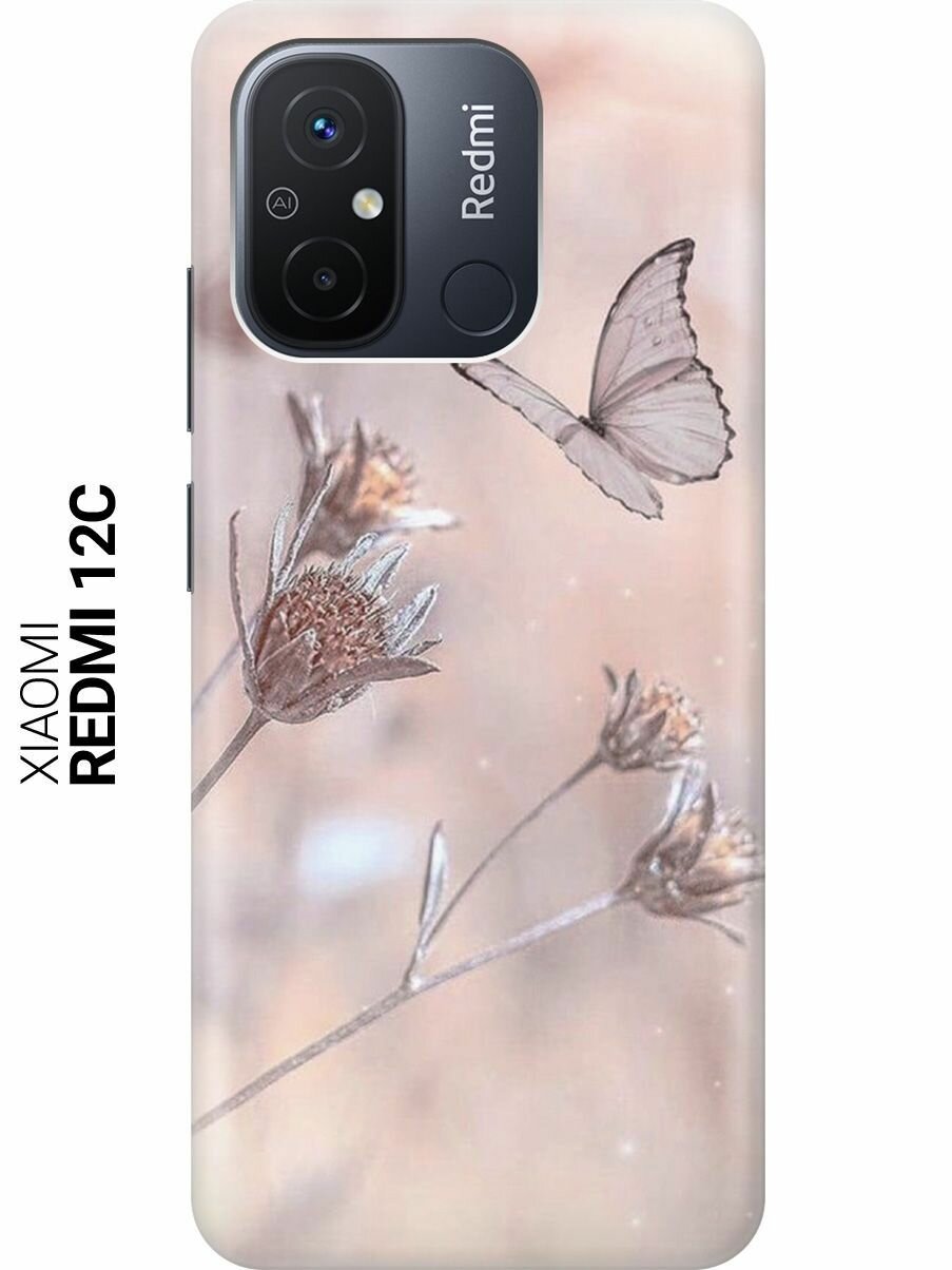 Силиконовый чехол на Xiaomi Redmi 12C, Сяоми Редми 12С с принтом "Бабочка"