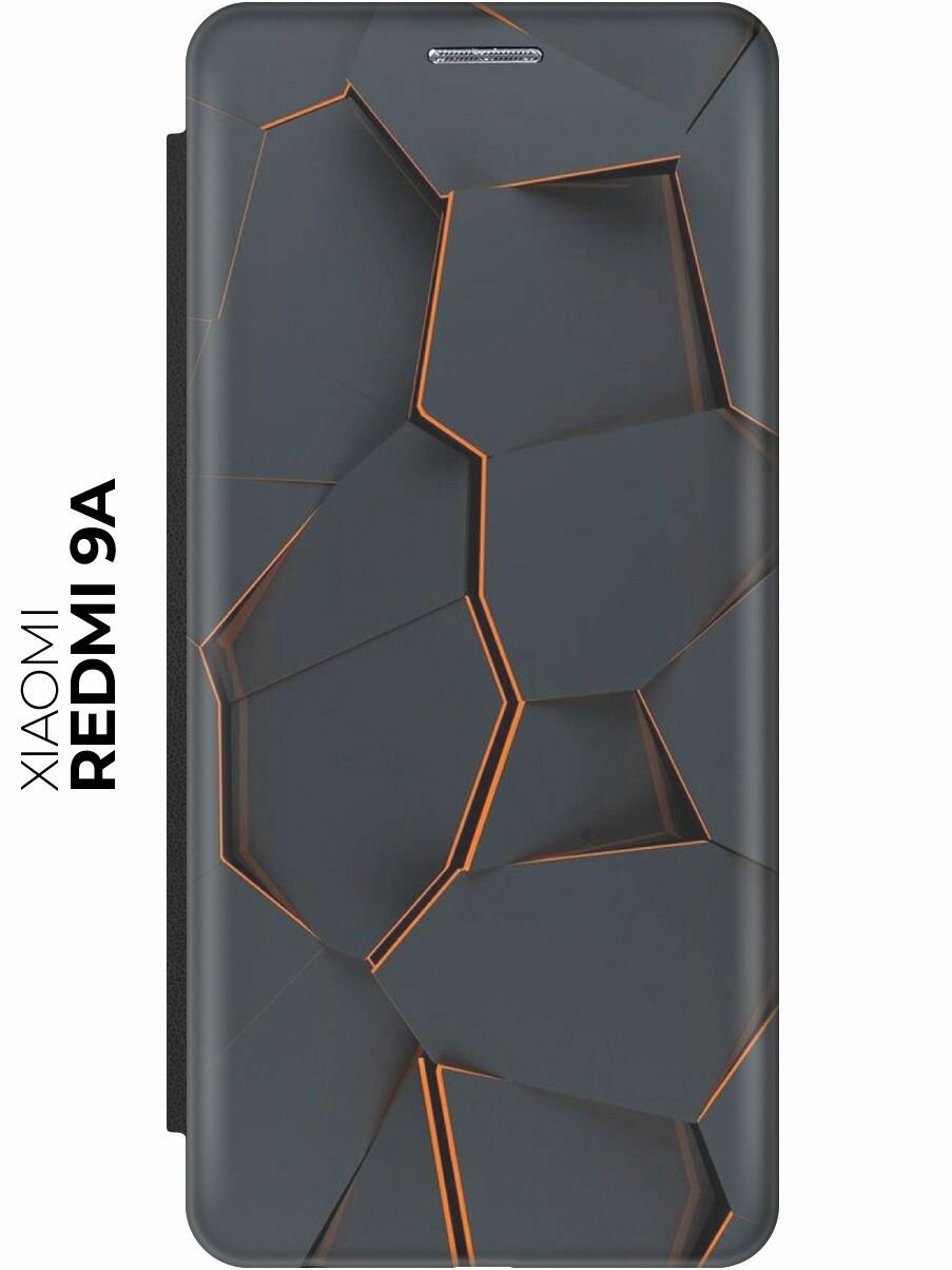 Чехол-книжка Графитовый излом на Xiaomi Redmi 9A / Сяоми Редми 9А черный