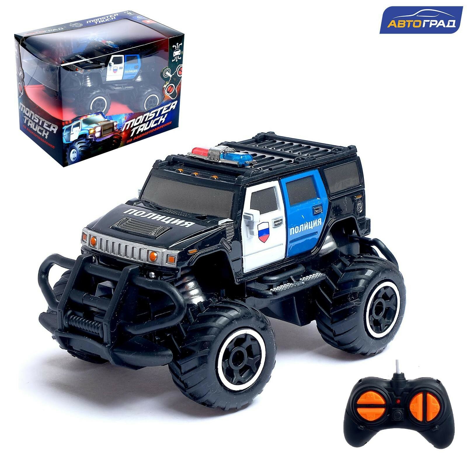 Джип радиоуправляемый «Полиция», работает от батареек, цвет чёрный, 5218591