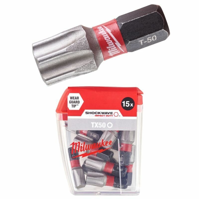Бита TX Shockwave Impact Duty Milwaukee (25 мм. 10 шт.)-Компрессионный кованный наконечник