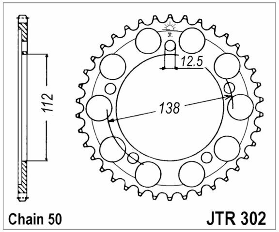 Звезда ведомая(задняя) JTR302-41