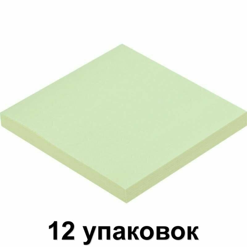 Attache Стикеры с клеевым краем Z-сложения, 76х76 мм, салатовый, 100 л, 12 уп //