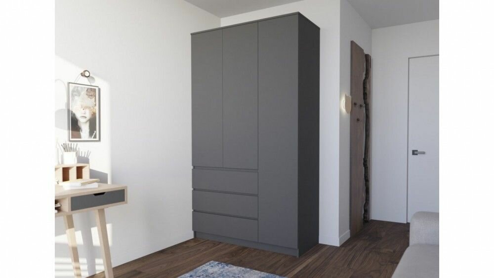 Шкаф распашной 3-х створчатый Челси 120см_Графит, графит