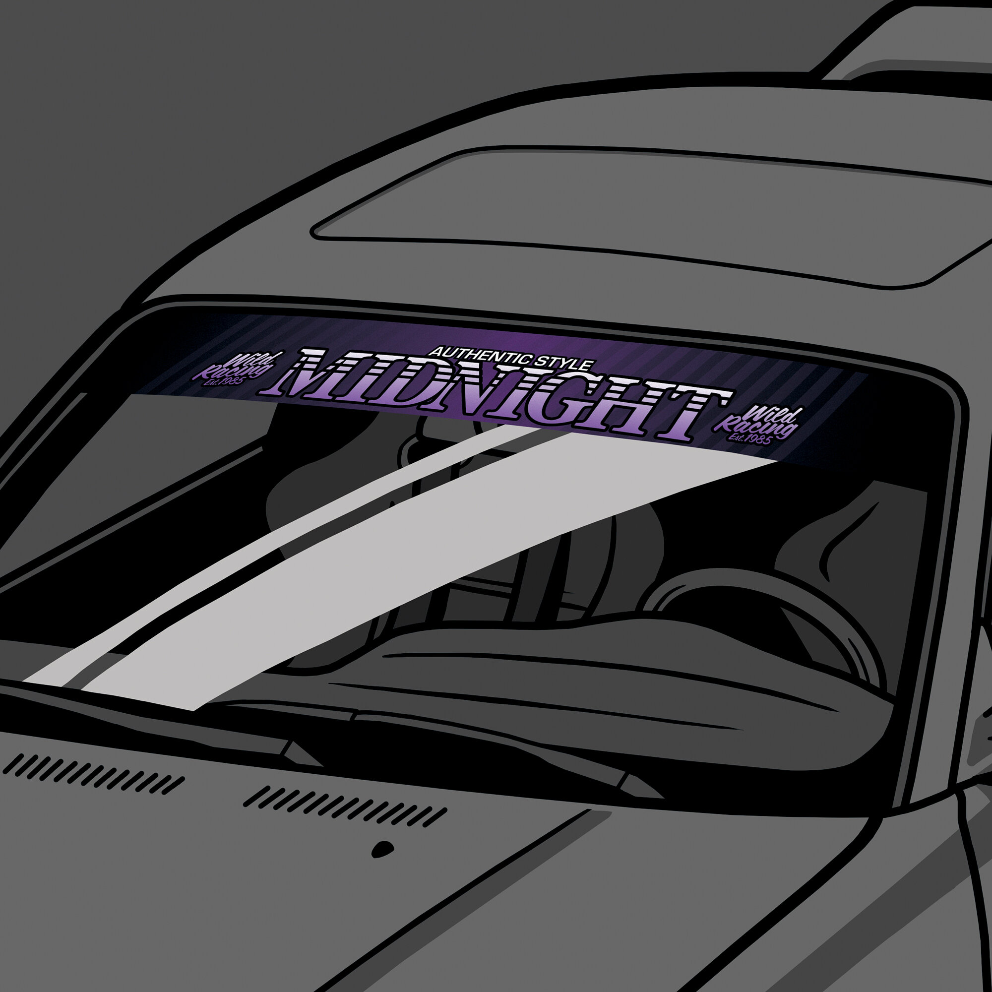 Наклейка на лобовое стекло Midnight, JDM лобаш / Resource Stickers