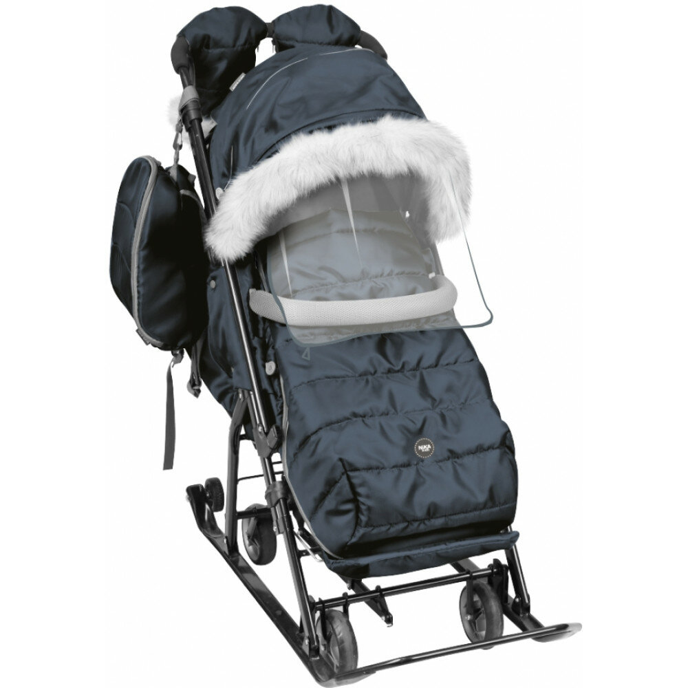 Санки-коляска Ника Детям 7-5SK графитовый (НД7-5SК/6) перекидная ручка, рюкзак, варежки
