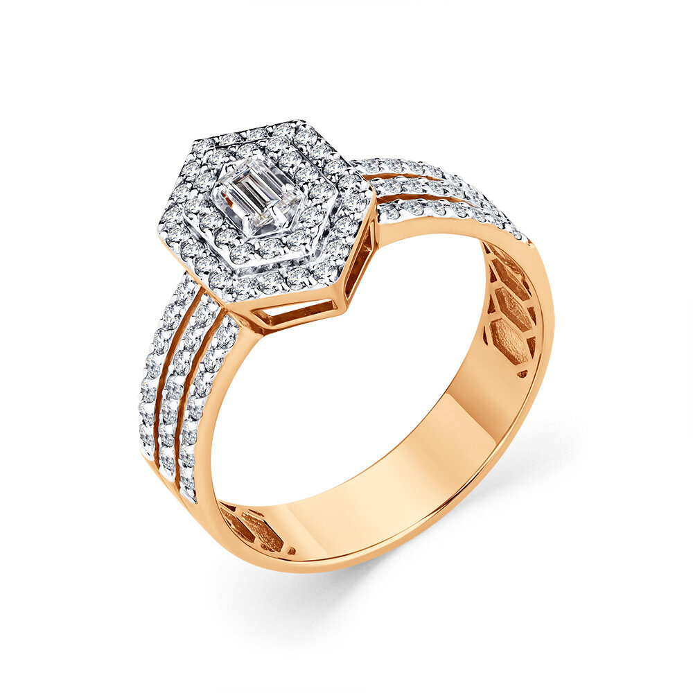 Кольцо, красное золото, 585 проба, бриллиант