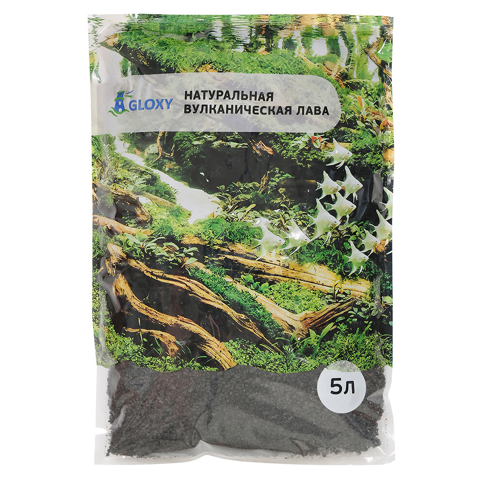 Грунт природный GLOXY Лава чёрная, 3-5 мм, 5 л