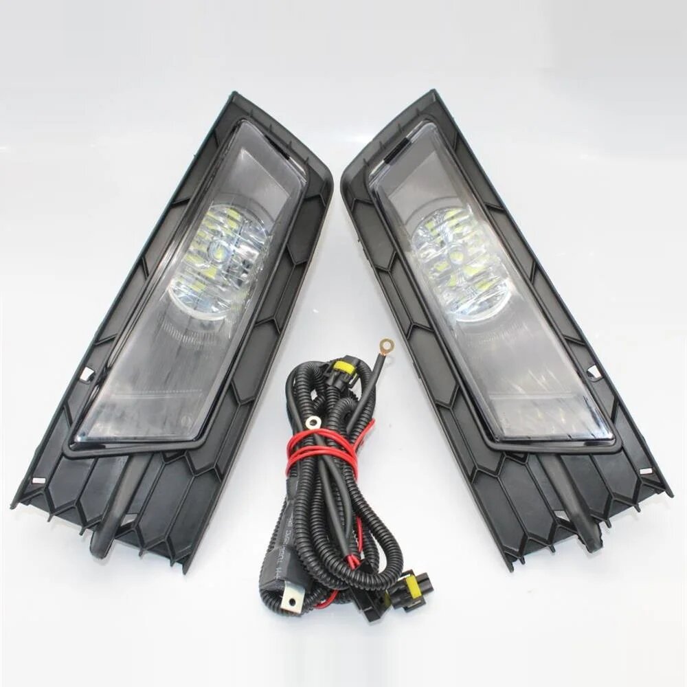 Автомобильные фары для Skoda Rapid 2013 2014 2015 2016 2017, Стайлинг автомобиля, передние светодиодные противотуманные фары, крышка решетки и жгут проводов в сборе set