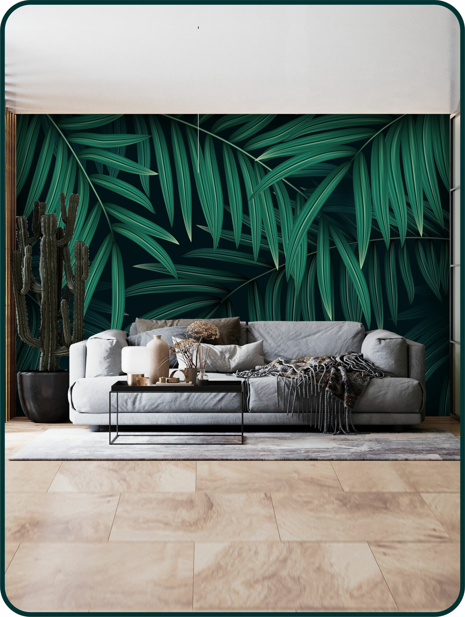 Фотообои на стену в спальню и зал, Темная зелень 400х270 на флизелиновой основе 4 полосы