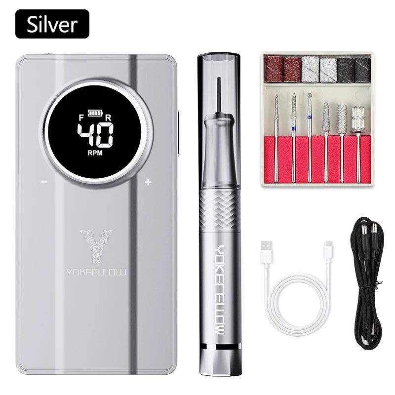 Электрическая дрель для маникюра YOKE FELLOW YK801, Silver
