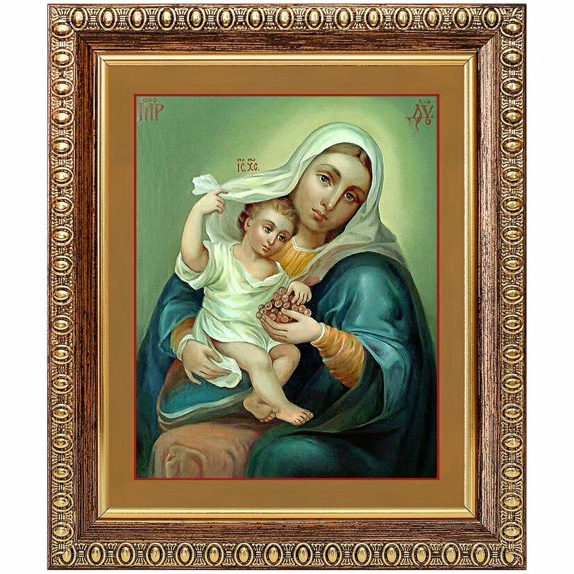 Икона Божией Матери "Покрывающая" Домодедовская, в темной пластиковой рамке 12,5*14,5 см