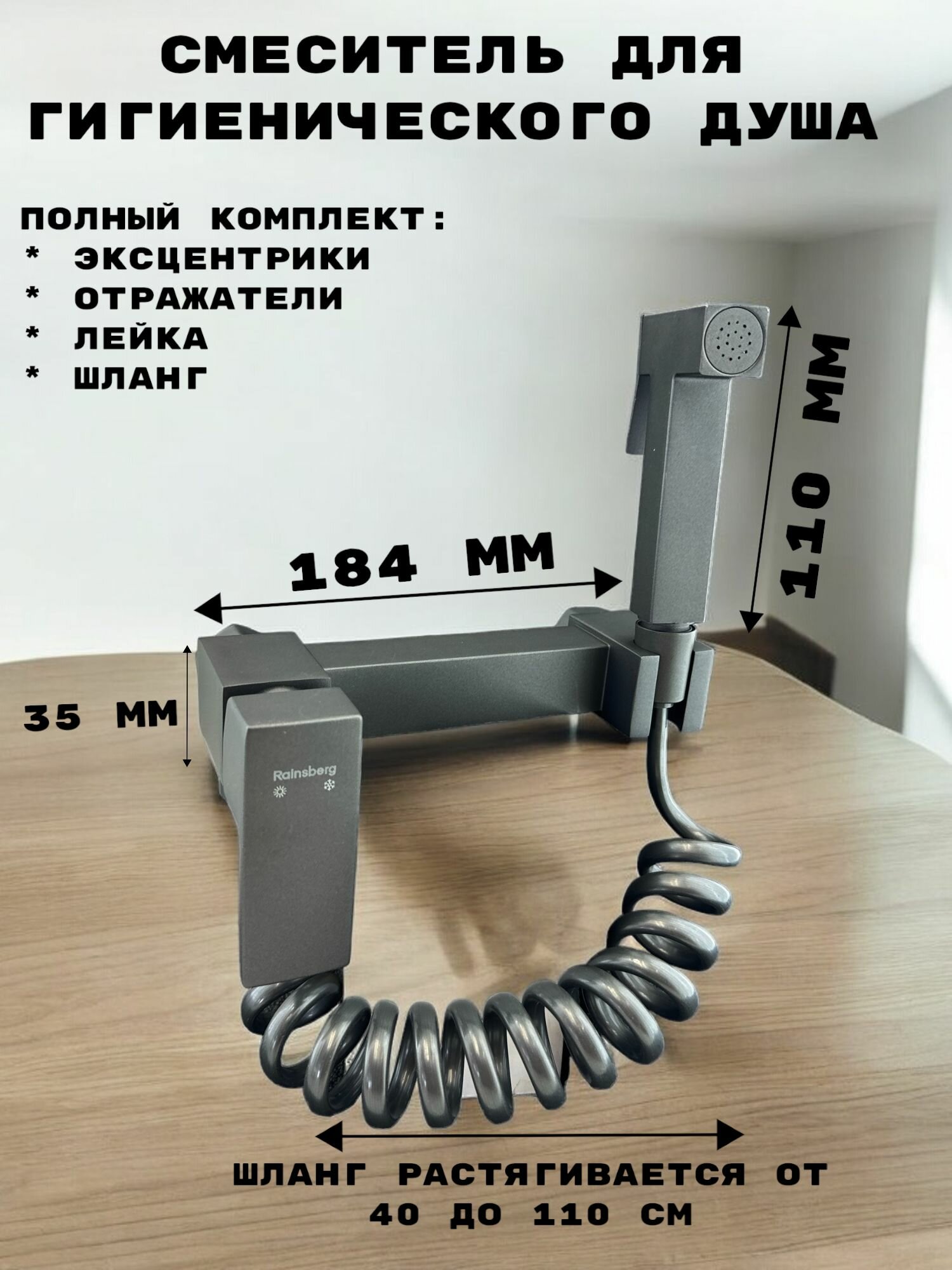 Смеситель для биде с гигиеническим душем Rainsberg титан