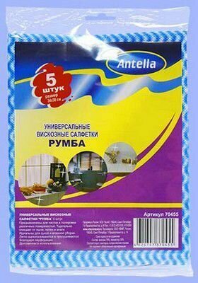 Салфетка вискозная универс. 30*38 5шт румба, арт. 70455 Антелла