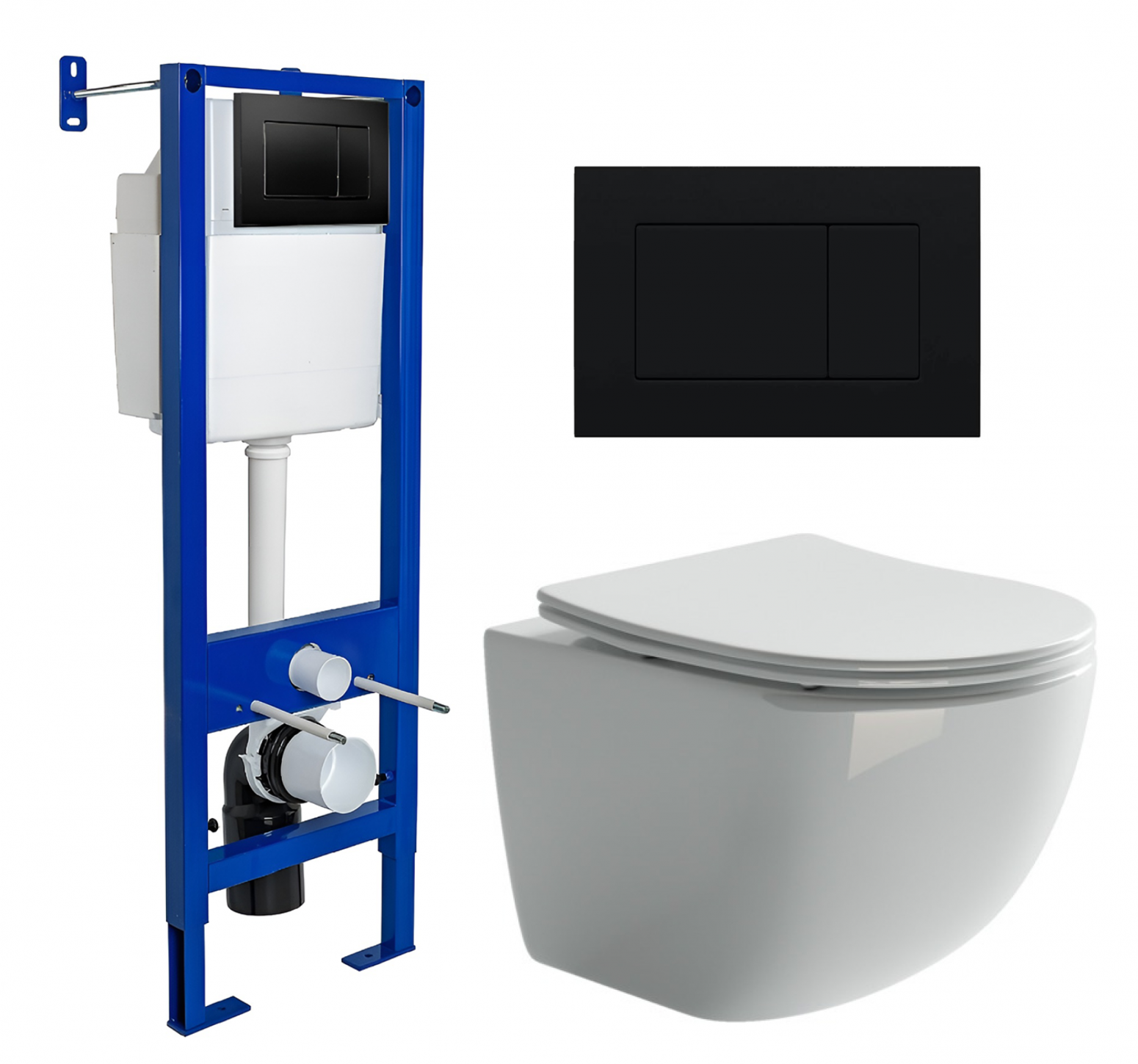 Комплект 3 в 1 инсталляция Berges Wasserhaus Atom 410 + Унитаз подвесной Ceramica Nova Forma CN3009 + кнопка черная