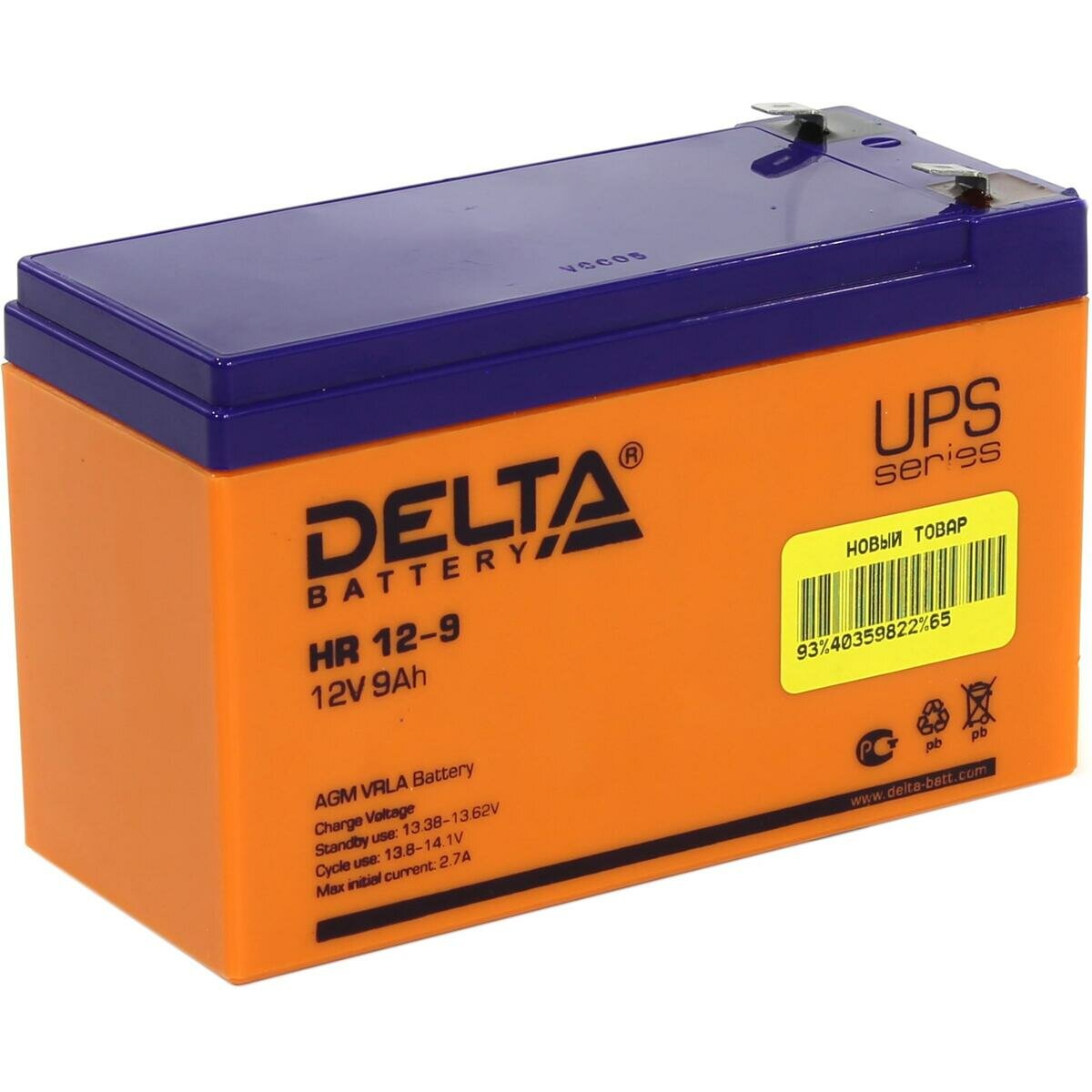 Аккумулятор Delta HR 12-9(L) (12V, 9Ah) для UPS