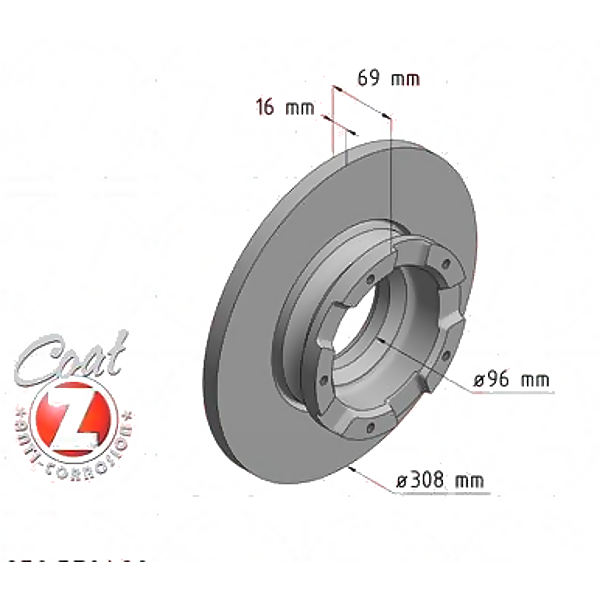ZIMMERMANN 250.5701.20 тормозной диск Ford (Форд) Transit (Транзит) v363 bus (fad, fbd) 05.2019 (Комплект 2 штуки)