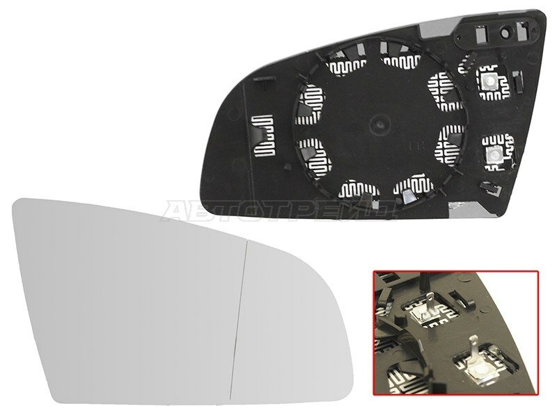 Полотно зеркала AUDI A3 03-08/A4 00-08/A6 04-08 RH асферическое с обогревом
