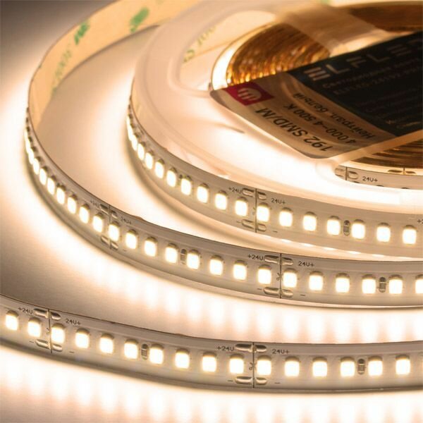 Светодиодная лента Белый теплый 2835 24V 18W/m 192Led/метр ELFLED-24192-PRO140-WW 2800-3300К