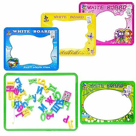 Доска магнитно-маркерная KWELT, цвет ассорти, пластик 35*28см, в комплекте: маркер со стирателем, буквы, губка