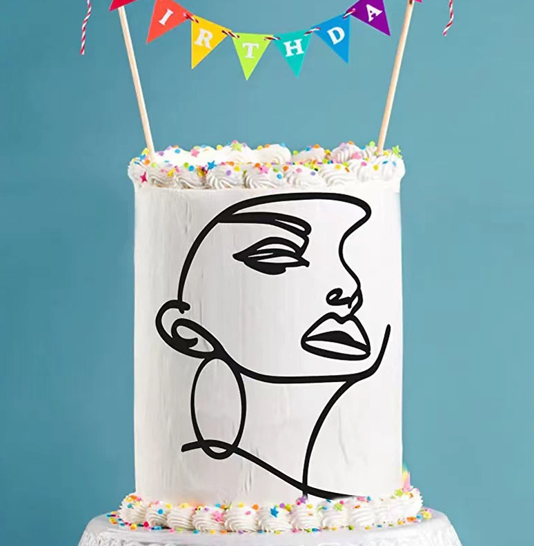 Топпер для торта Лицо+сережка (черный акрилл)