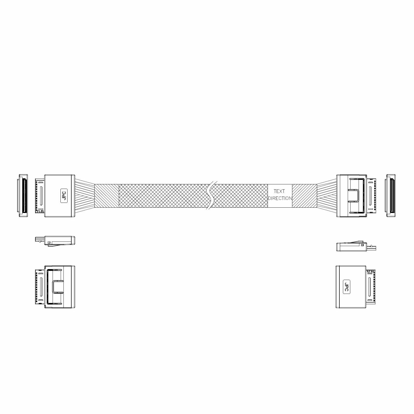Кабель JPC P5200DR01000-1 Cable OCuLink x8 80P (прямой Straight Type) -TO- OCuLink x8 80P (прямой Straight Type) , 85 Ohm, L:100cm