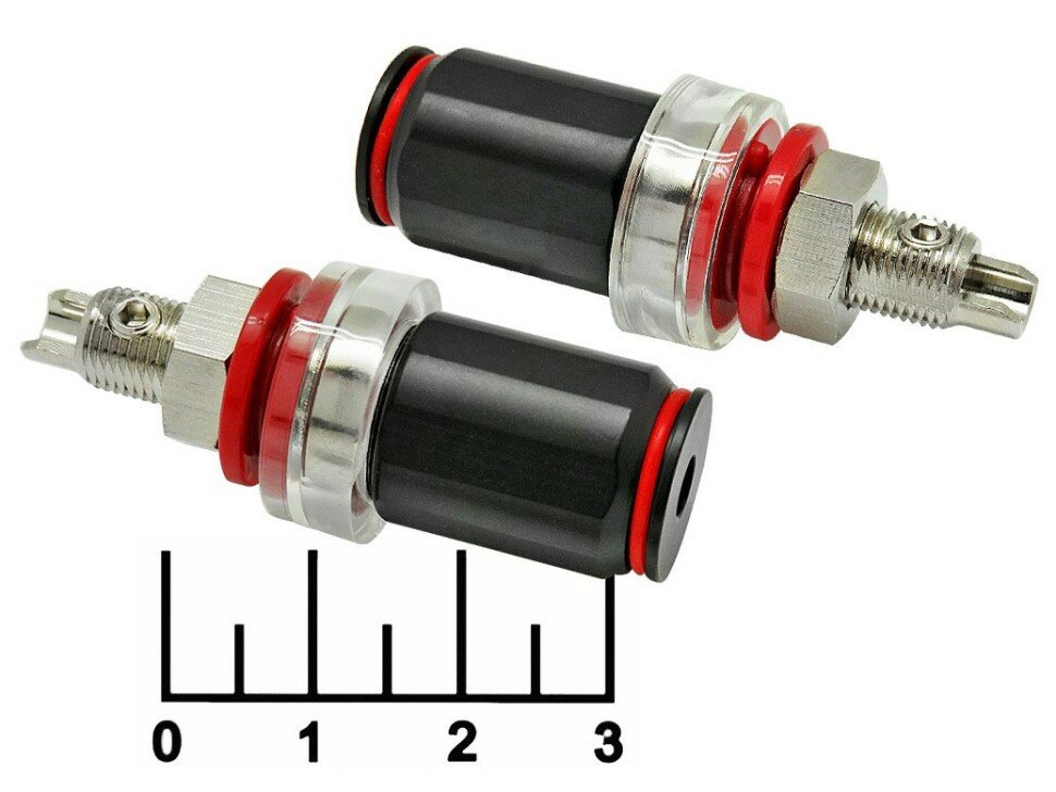 Клемма банан гнездо в панель красная
