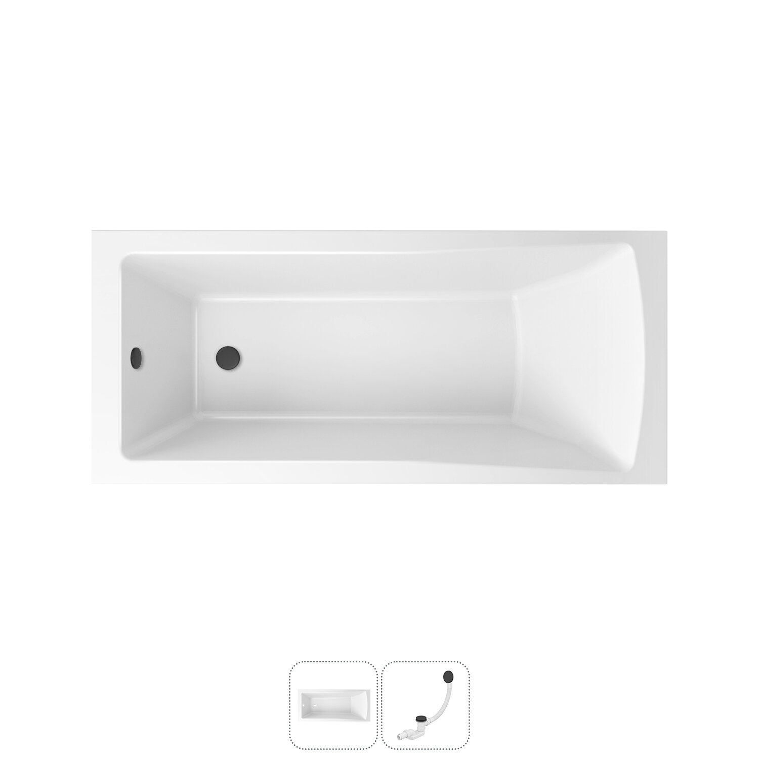 Акриловая ванна 170x75 Lavinia Boho One 202010840 в наборе 2 в 1: прямоугольная ванна 170 x 75 см, слив-перелив