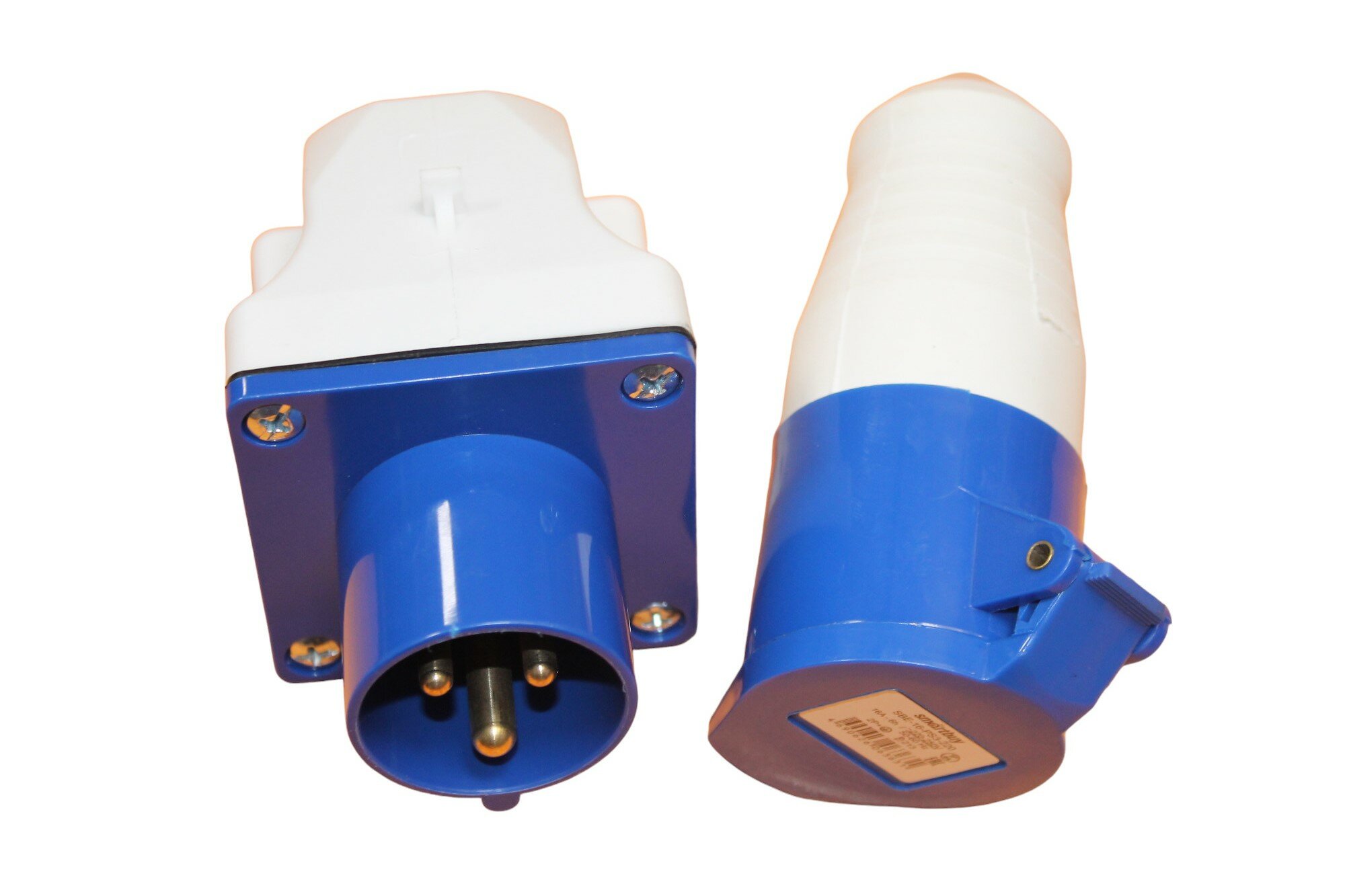 Вилка стационарная и розетка на кабель 3 контакта 16А комплект ССИ-513, ССИ-213