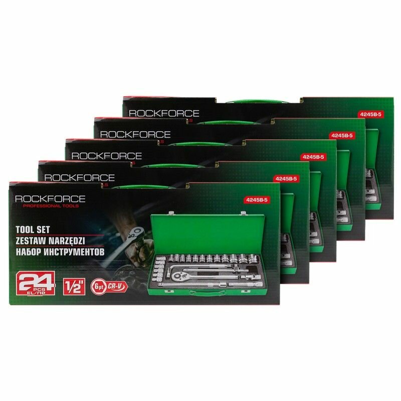 Набор инструментов 24 предмета 1/2"(6гр.) (5 комплектов) ROCKFORCE