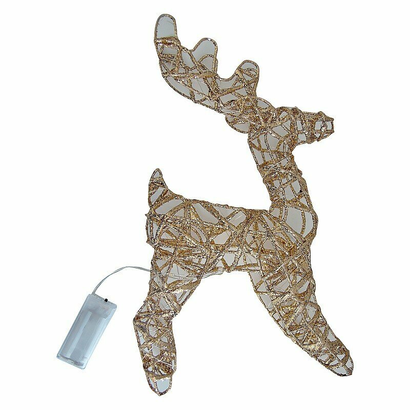 Фигура каркасная Золотой олень. на батарейках 3АА 24х30см. 30 светодиодов. Теплый белый свет. ULD-M2430-030-STB-3AA