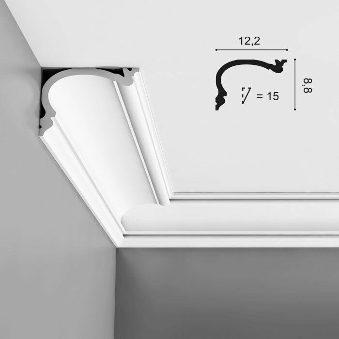 Карниз Гладкий Orac Decor С341 Д200xШ12.2xВ8.8 см Лепнина из Полиуретана / Орак Декор.