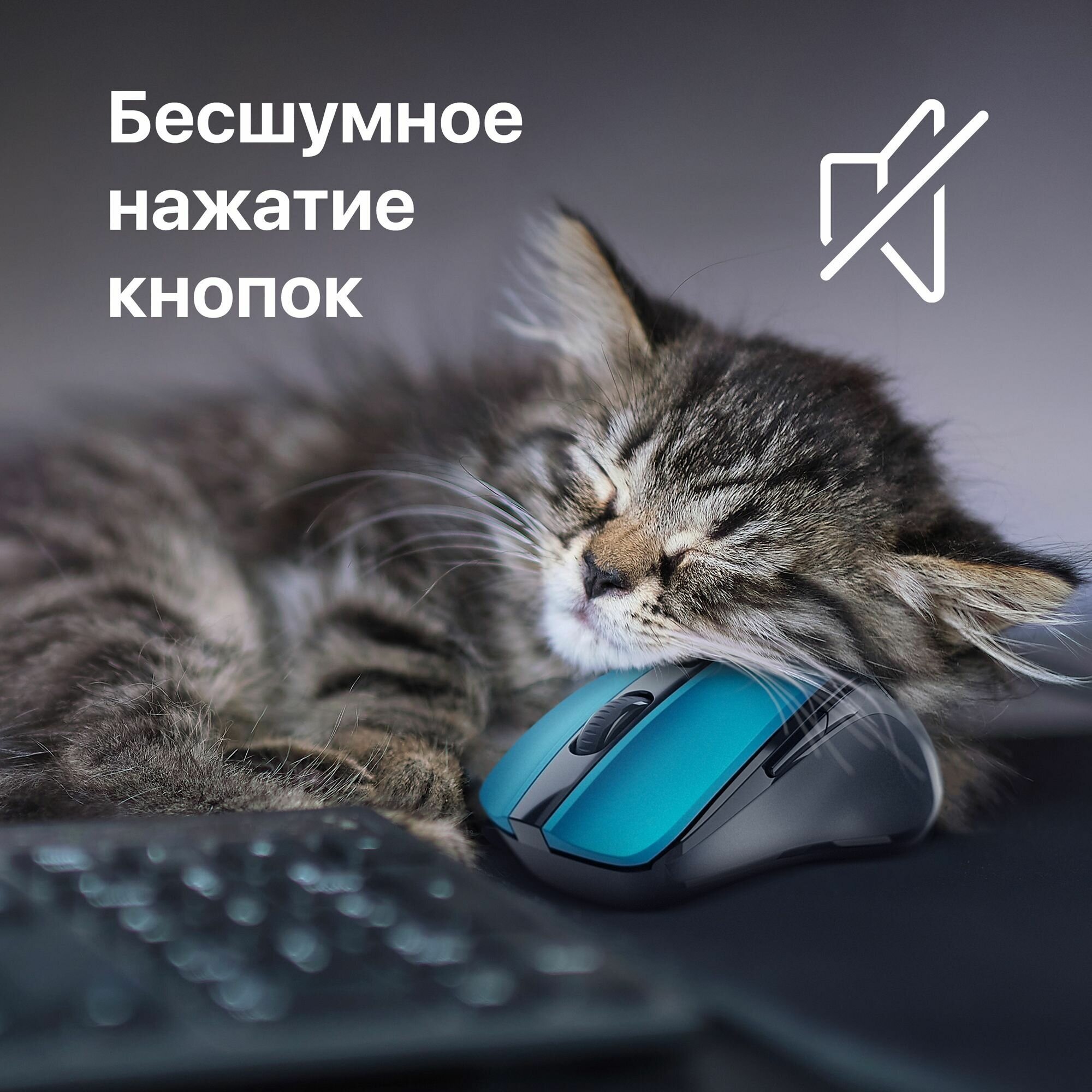Мышь беспроводная Defender оптическая Prime Mb-053, Usb, 800/1200/1600 dpi, бирюзовый. 52054