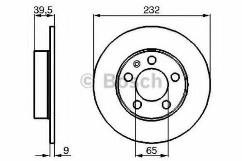 Торм. диск зад. 232x9 5 отв.(min 2) Bosch 0986478868 BD767