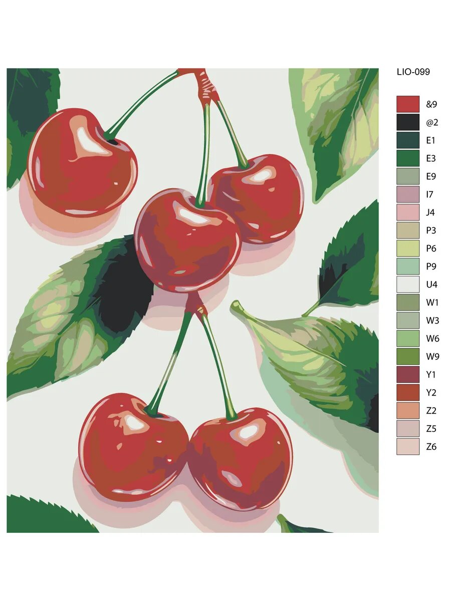 Картина по номерам,80 x 100, LIO-099, вишня, ягода