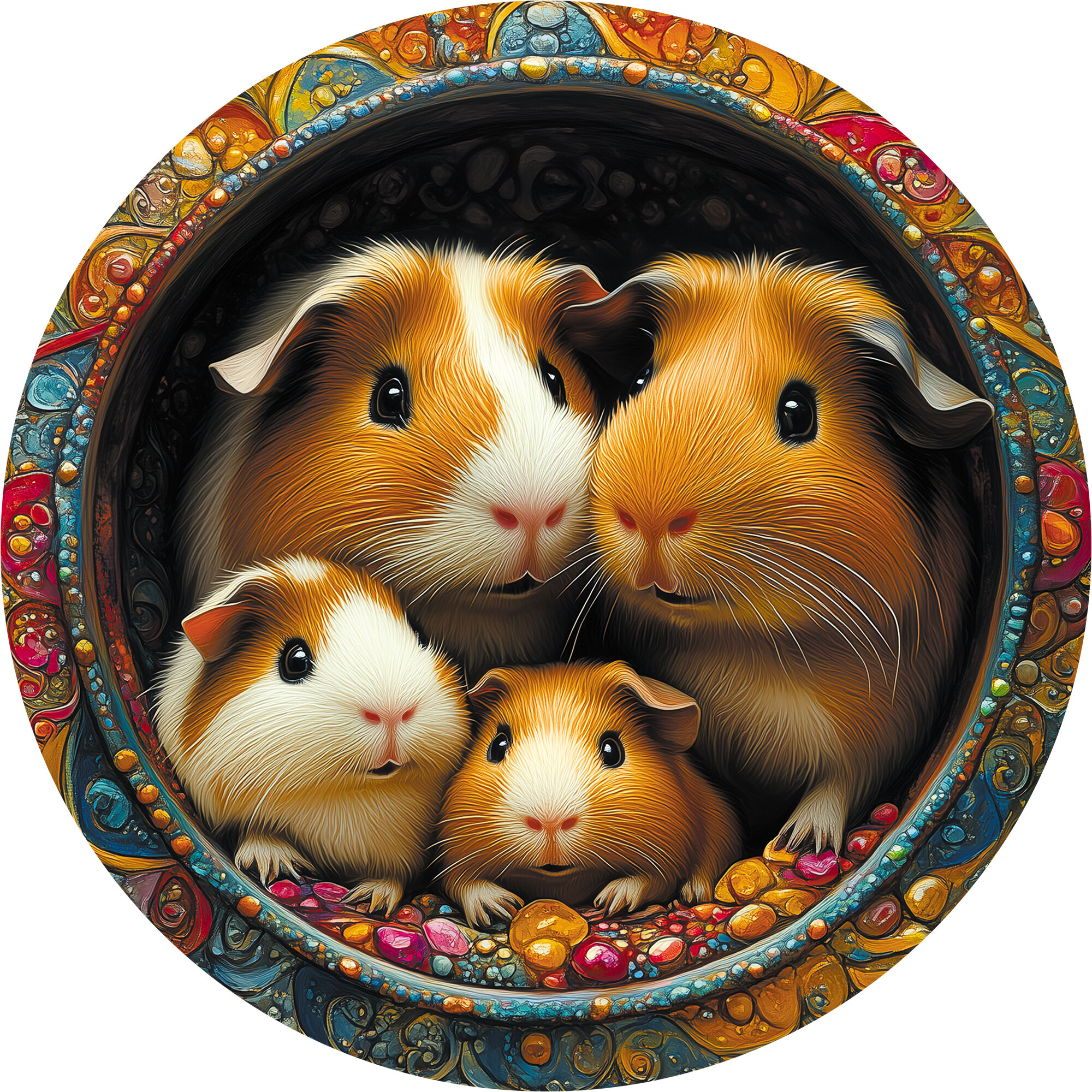 Деревянный пазл "Семья морских свинок" / 30х30см, 220 деталей / Подарок для взрослых и детей