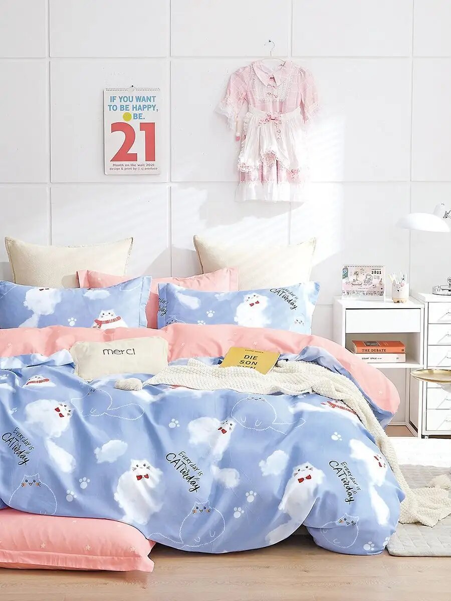 Постельное белье евро сатин 4 наволочки Twill