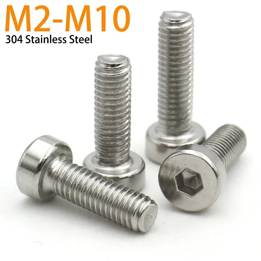 Zimir Болты шестигранные короткие из нержавеющей стали 304 DIN7984 М2-М10 M2.5 x20pcs, 6mm