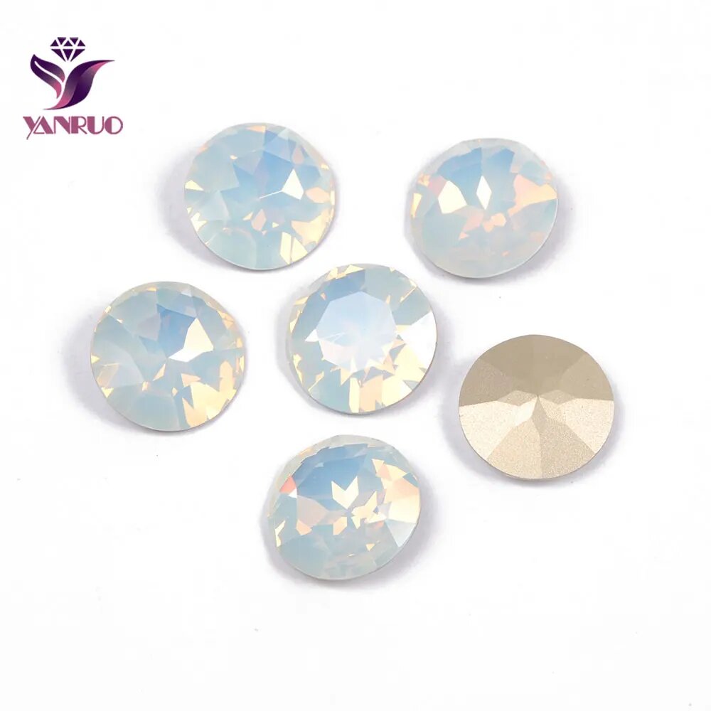 YANRUO круглые стеклянные стразы 27 мм 2 штуки White Opal