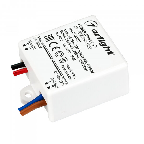 Arlight Arlight Блок питания ARJ-KE42350-MINI (15W, 350mA, PFC) (IP20 Пластик, 5 лет), 024903(1)